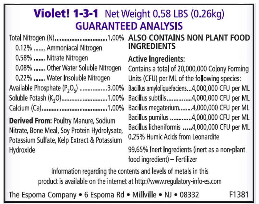 Espoma® Organic® Violet! 1-3-1 African Violet Food – Pike Nursery