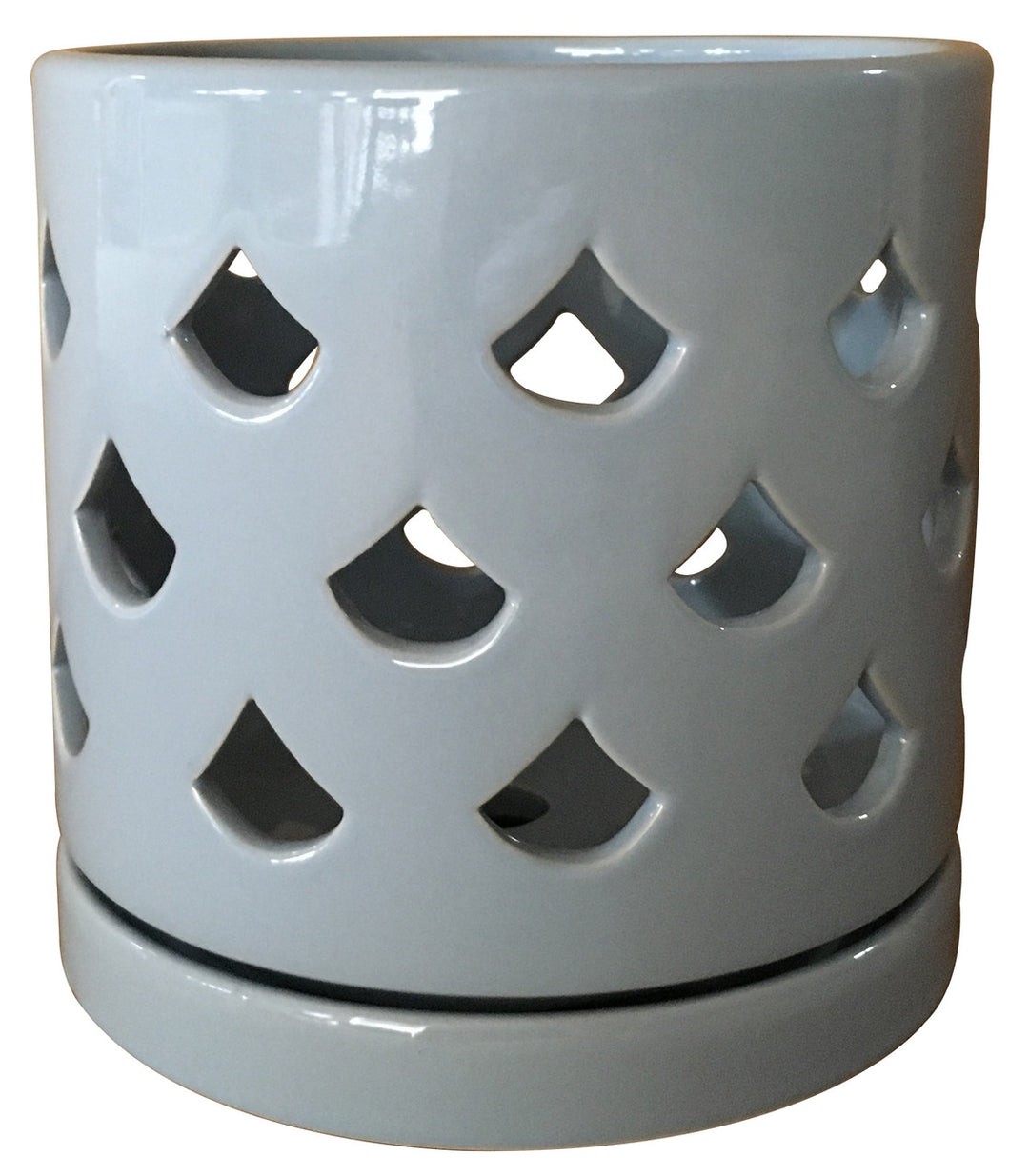 Glazed Ceramic Fan Orchid Pot Glossy Glaze Grey - 8 inch – Pike Nursery